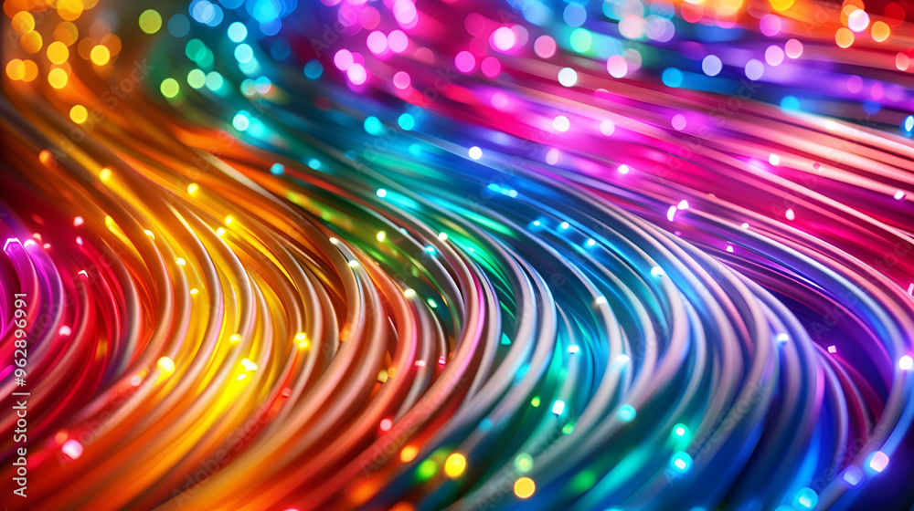 Colorful spectrum on an abstract background bright neon rays and ...