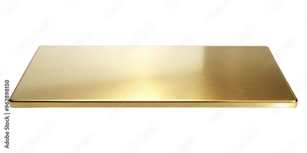 Horizontal gold metal plate featuring a smooth, polished finish. Ideal ...