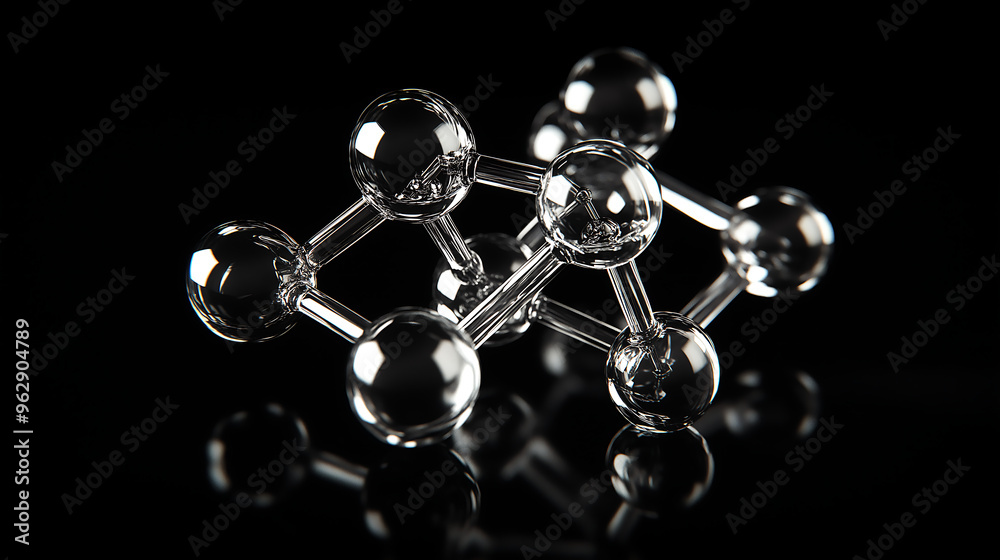 Foto de Transparent molecular structure model with glass-like spheres ...