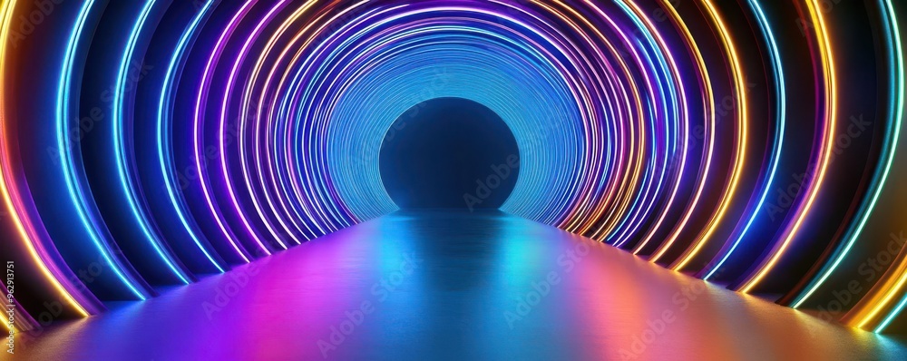 Concentric rings of light moving in sync within a cosmic art ...