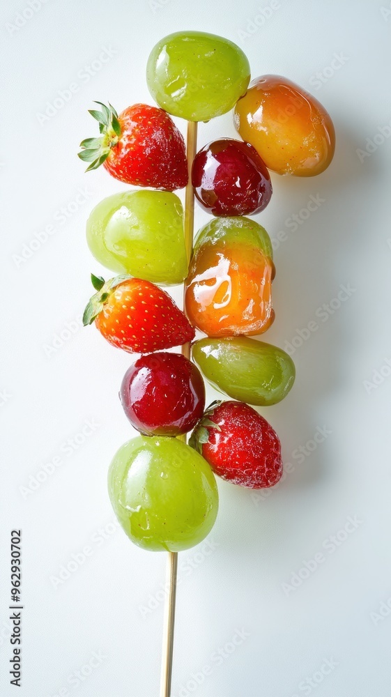 Strawberry Shine Muscat Tanghulu,a fruit skewer Korean snack candy ...