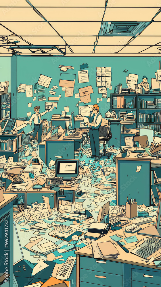 Paper Avalanche: A cartoon office teeters on the brink of chaos as ...
