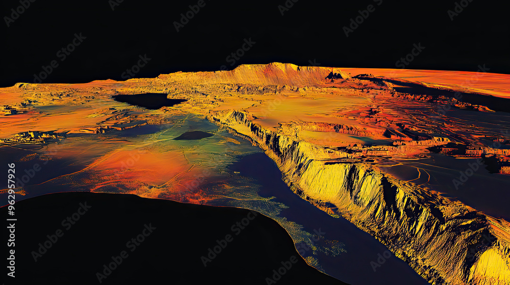 Technical aerial visual, 3D LiDAR GIS aerial map satellite scan model ...