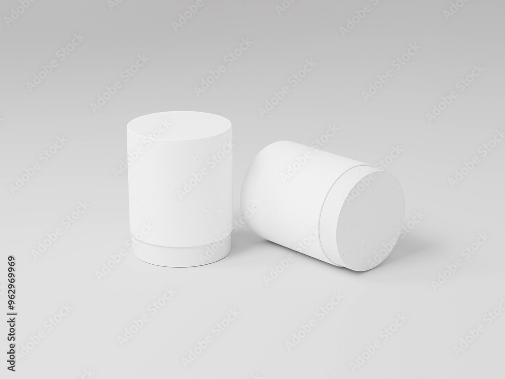 two-cylinder shape container displayed on a white background, tall ...
