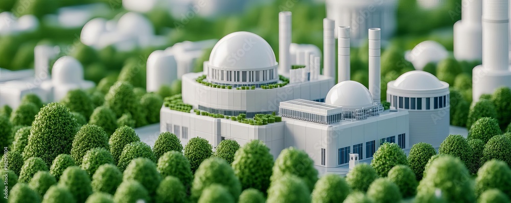 Concept art of a bio-factory producing eco-friendly materials ...