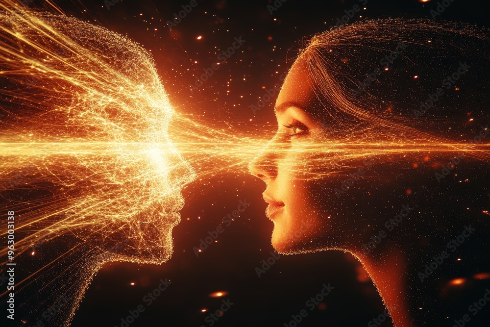 Brain strength Neural performance Digital conceptual artwork of two ...