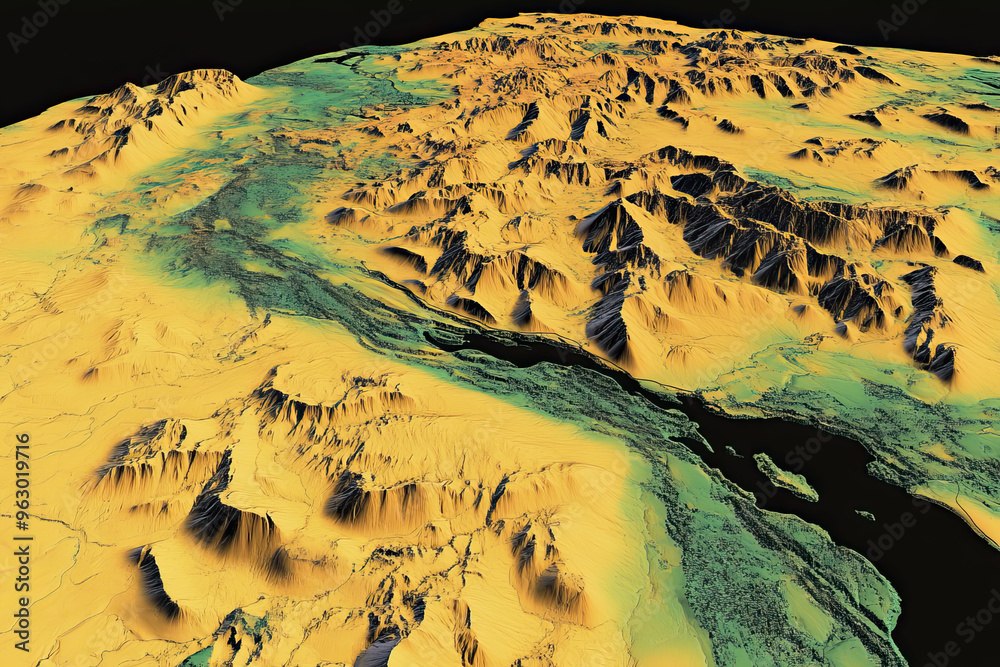 ภาพประกอบสต็อก Technical aerial visual, 3D LiDAR GIS aerial map ...
