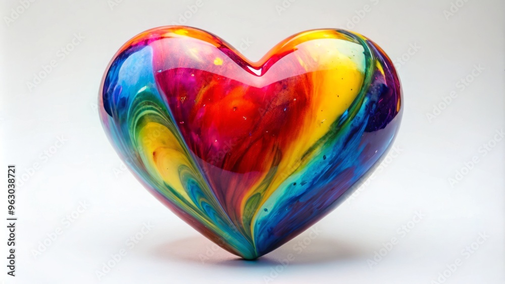 polymer resin heart sculpture with glossy finish and vibrant colors ...