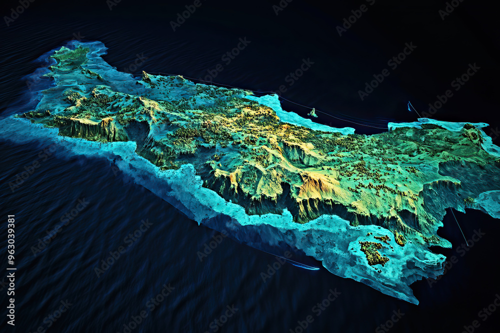 Technical aerial visual, 3D LiDAR GIS aerial map satellite scan model ...