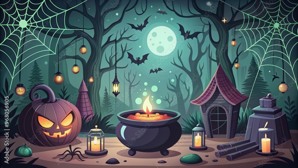 spooky vector elements for dark mystery illustration style with bold ...