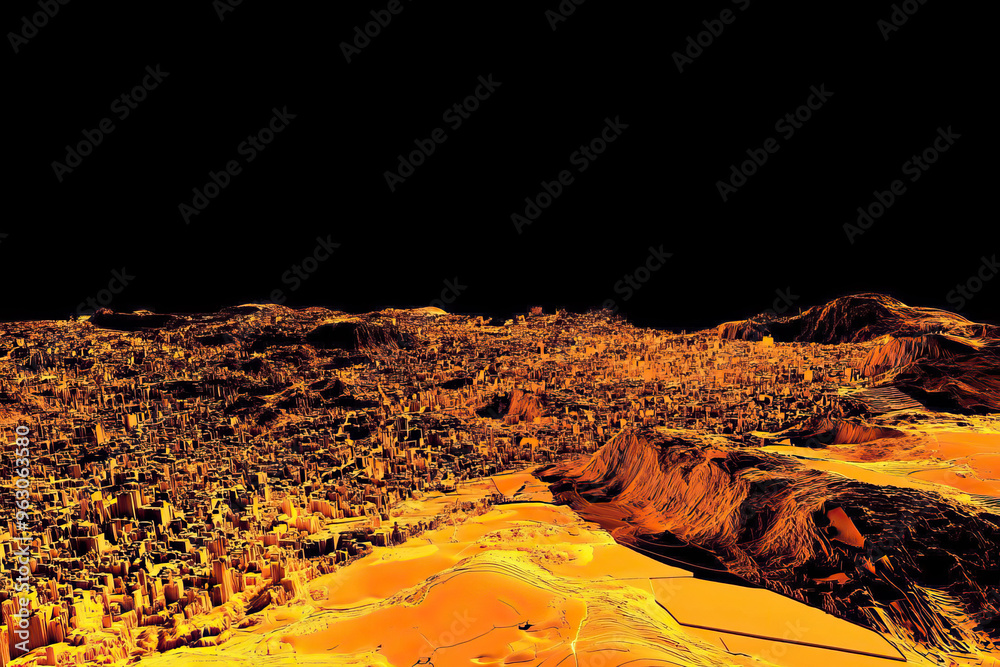 Technical aerial visual, 3D LiDAR GIS aerial map satellite scan model ...