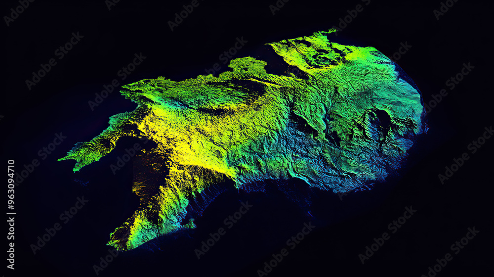 Technical aerial visual, 3D LiDAR GIS aerial map satellite scan model ...