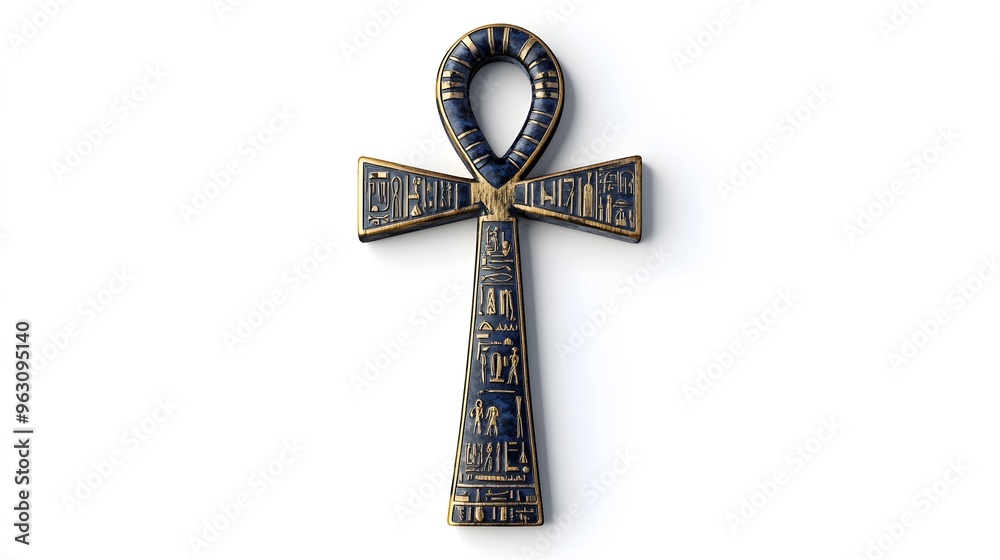 13. "A 3D depiction of an ancient Egyptian Ankh, detailed with ...