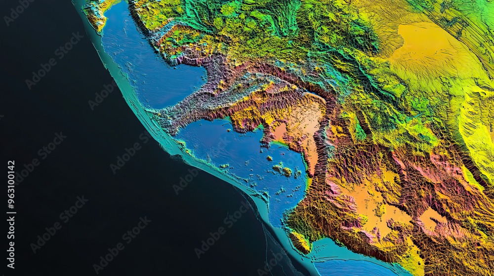 Technical aerial visual, 3D LiDAR GIS aerial map satellite scan model ...