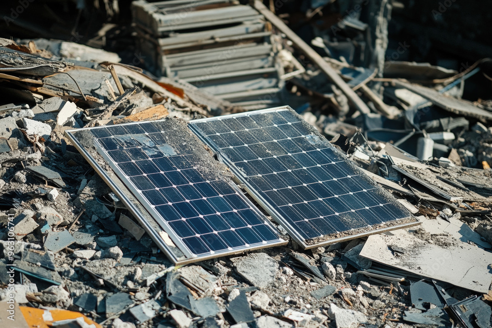 Broken solar panels are being thrown away with construction debris ...
