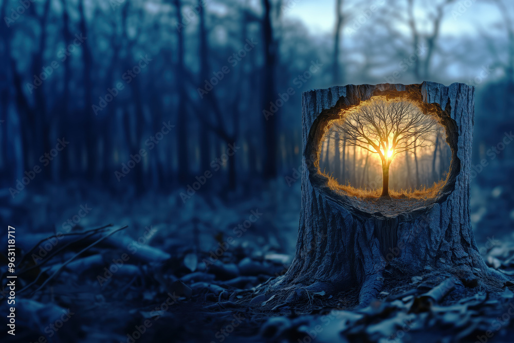 Dead tree turning into a new tree. Demonstrating the power of nature to ...