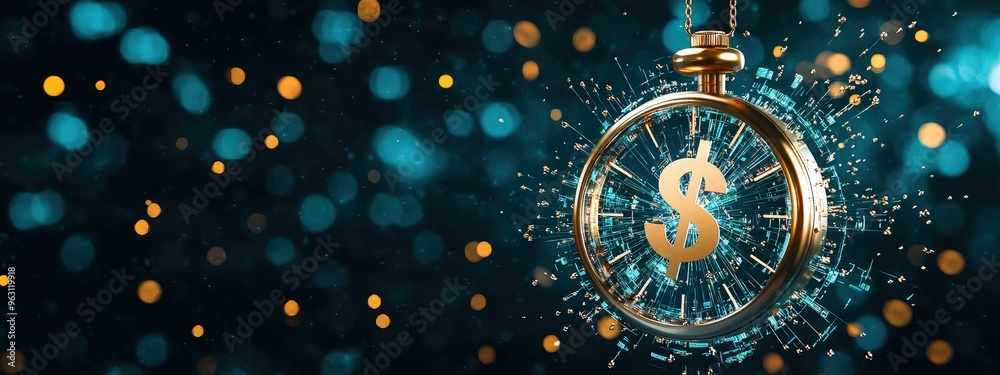 Image of a clock with a dollar sign pendulum swinging back and forth ...