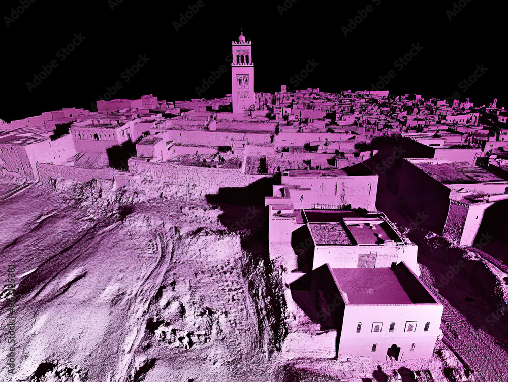 Technical aerial visual, 3D LiDAR GIS aerial map satellite scan model ...