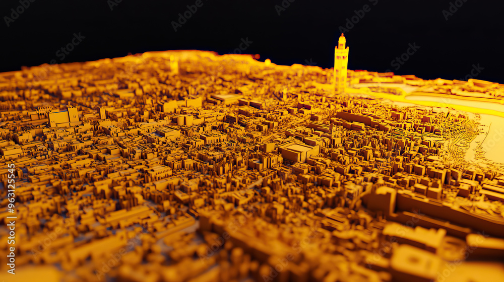 Technical aerial visual, 3D LiDAR GIS aerial map satellite scan model ...