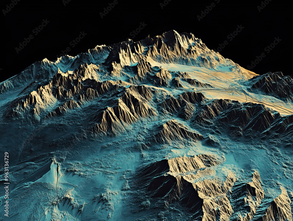Technical aerial visual, 3D LiDAR GIS aerial map satellite scan model ...
