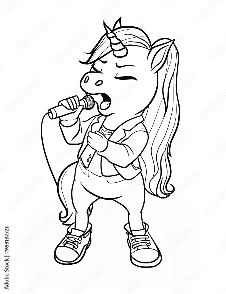 Lead Singer Unicorn Rockstar Coloring Pages: Bold Performance with ...