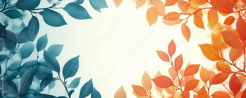 Simple leaf and dot pattern with gradients framing an open space in the ...