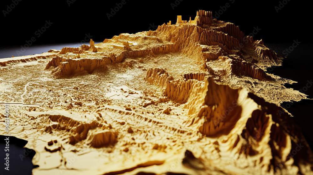 Technical aerial visual, 3D LiDAR GIS aerial map satellite scan model ...