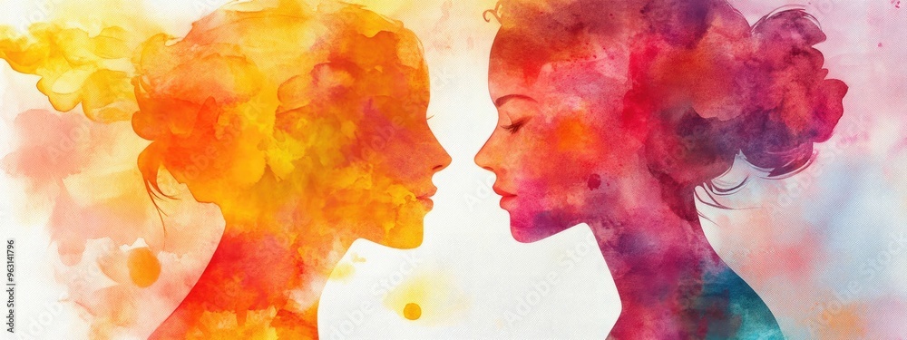 Exploring Emotional Depths: Colorful Watercolor Silhouettes of ...