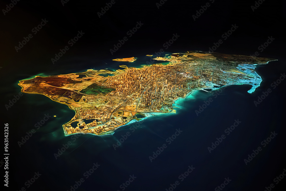 Technical aerial visual, 3D LiDAR GIS aerial map satellite scan model ...