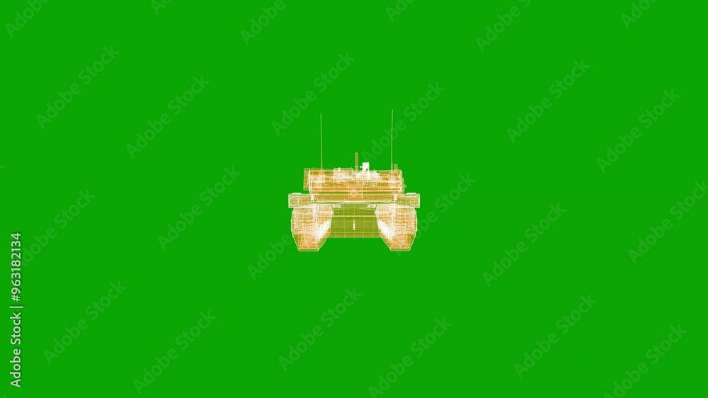 3D Holographic Tank Looping Animation with Outline Stroke Lines on ...