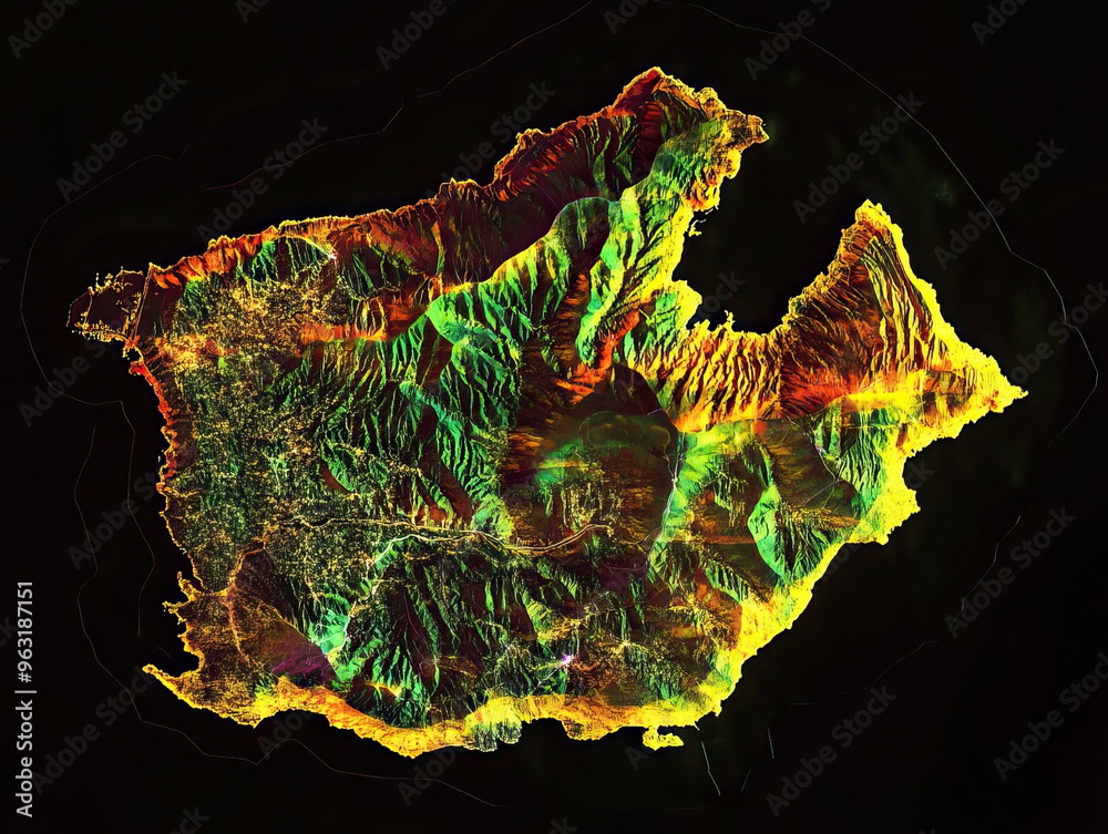 Technical aerial visual, 3D LiDAR GIS aerial map satellite scan model ...