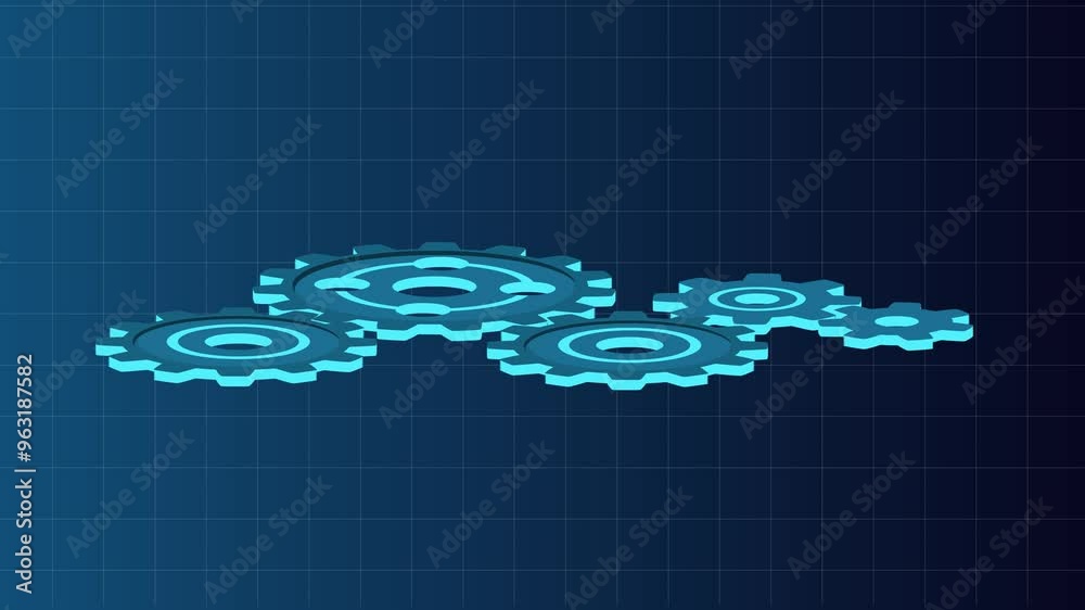 4K Animated violet gears spin looped video background. Animated gear ...
