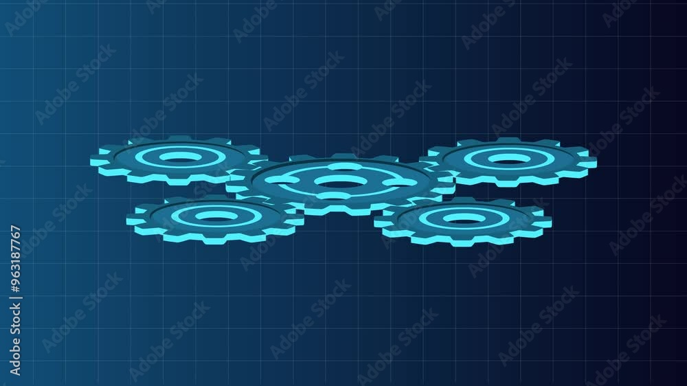4K Animated violet gears spin looped video background. Animated gear ...