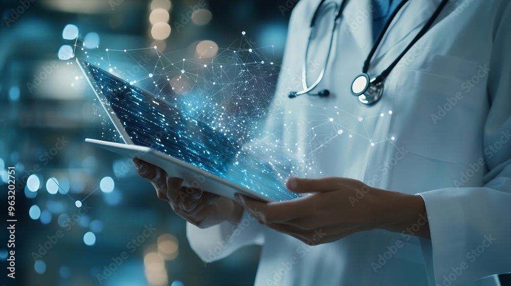 Medical technology EMRs Electronic medical record system concept Doctor ...