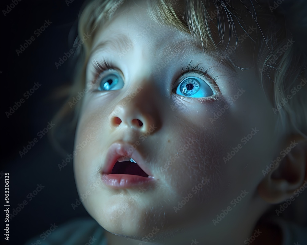 Awestruck Child s Face Expressing Wonder and Amazement at Magical Sight ...