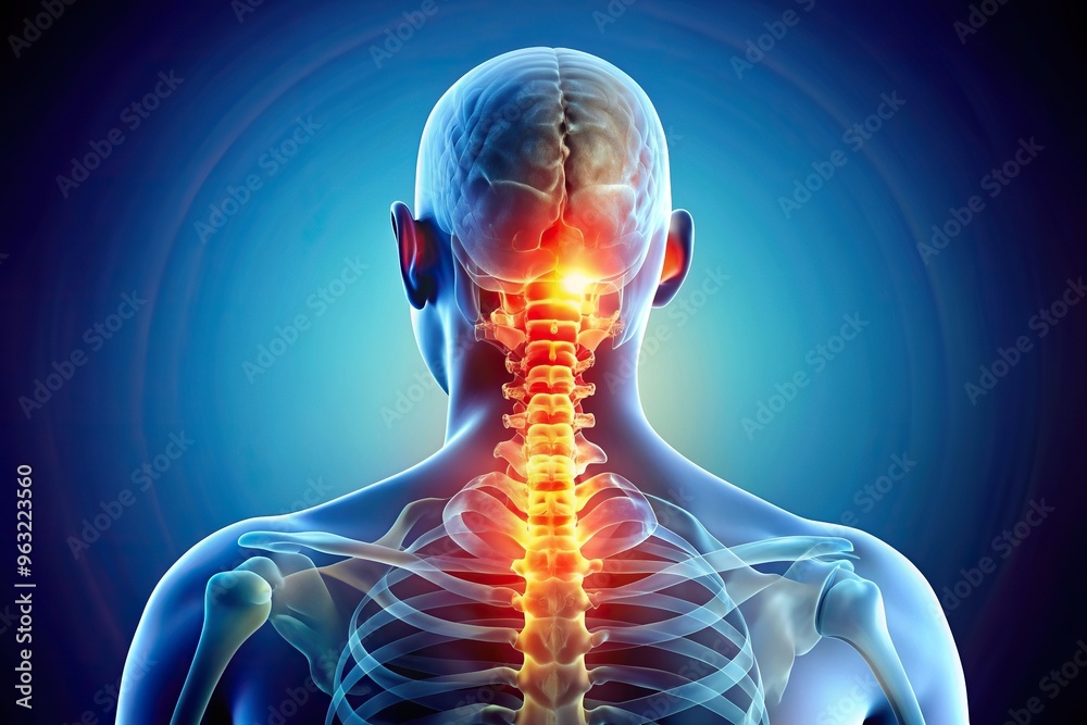 Injury of the cervical spine pain in the neck and back eye level, neck ...