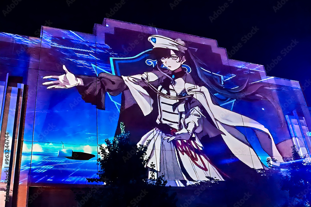 OSAKA,JAPAN - SEP 7,2024 : Captain Ado appearing in the projection ...