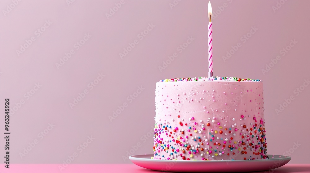 A delightful pink birthday cake forms a charming background. The pink ...