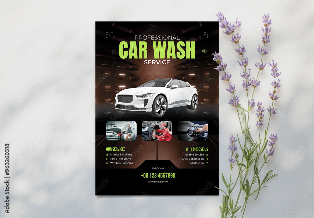 Car Wash Service Leaflet Flyer Template Stock Template | Adobe Stock