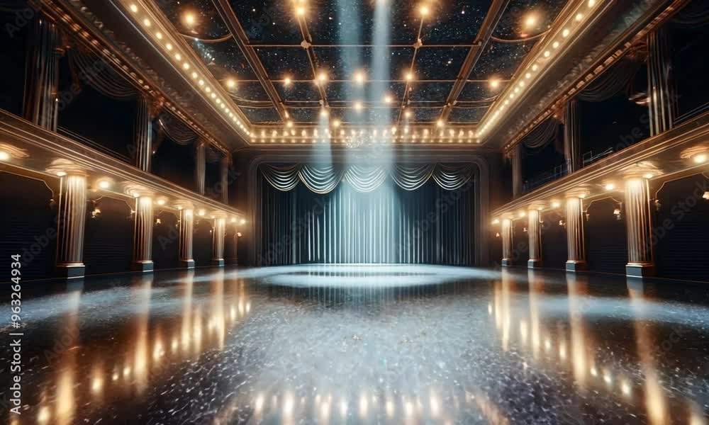Theater stage showcase with multiple lights setup background for title ...