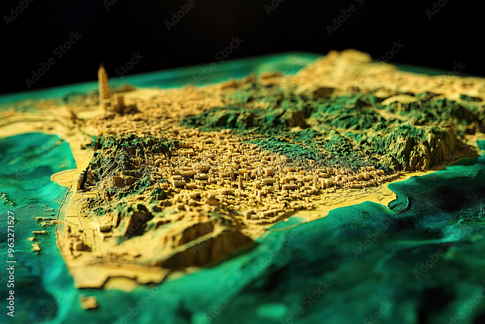 ภาพประกอบสต็อก Technical aerial visual, 3D LiDAR GIS aerial map ...