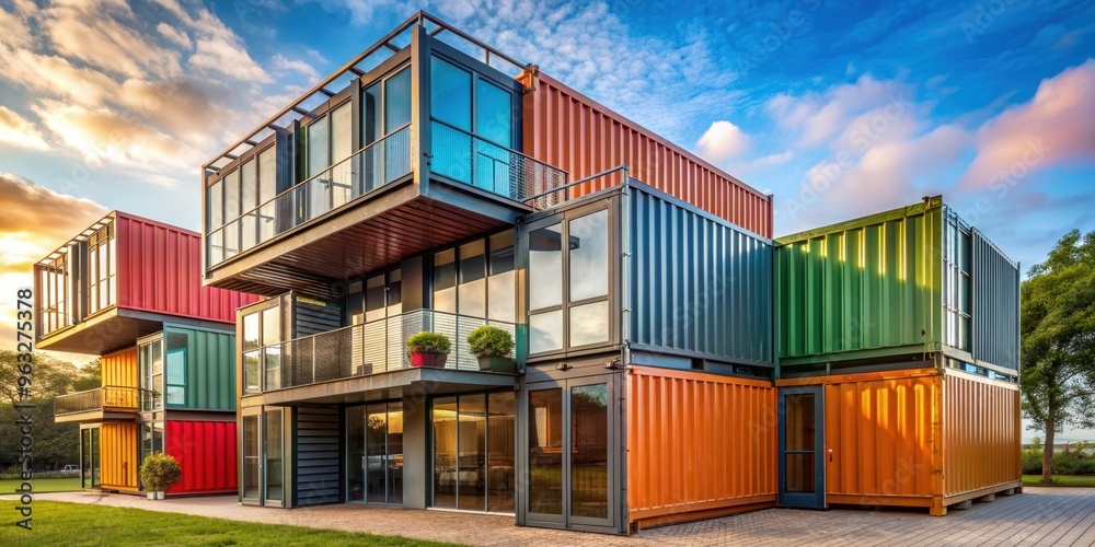 Container building made of shipping containers used for modern and ...