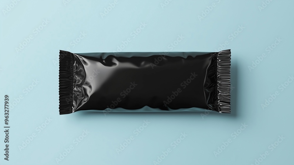Snack bar or candy wrapper black plastic blank mockup glossy for brand ...