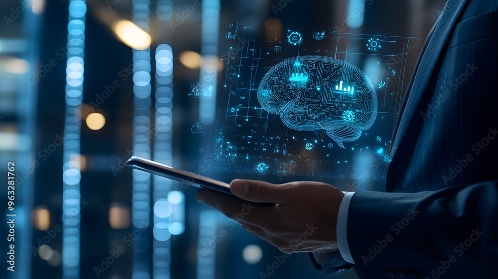 AI artificial intelligence high-tech futuristic technology business ...