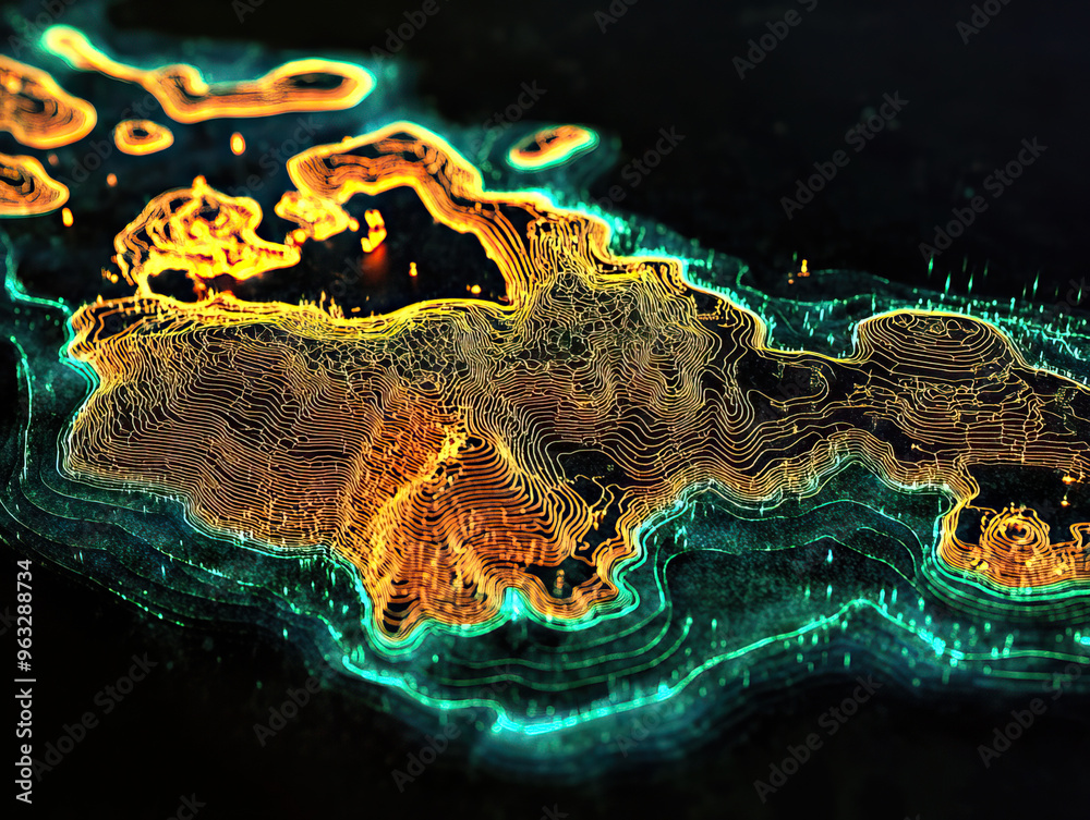 ภาพประกอบสต็อก Technical aerial visual, 3D LiDAR GIS aerial map ...