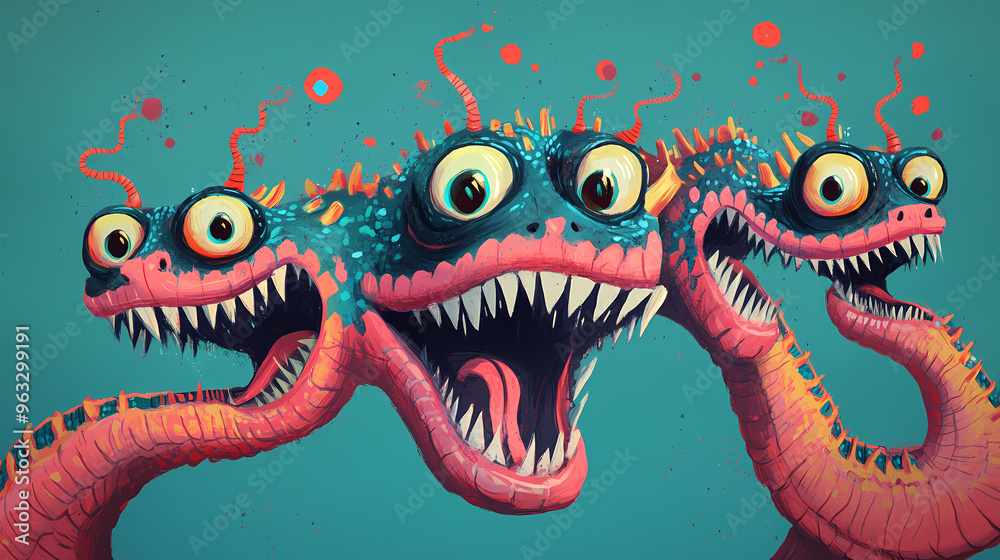 Playful hydra - a cartoonish twist on the multiheaded serpent of greek ...