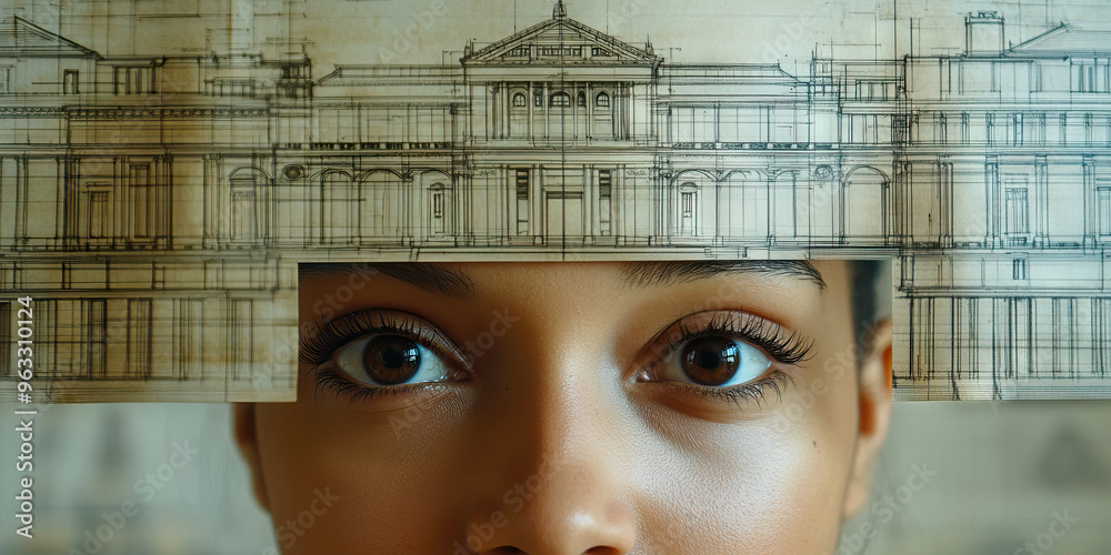 Visionary Architect: A woman with a set of architectural drawings, her ...