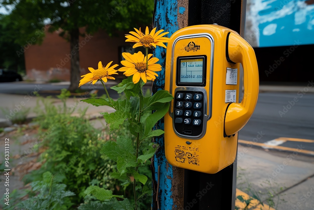 Last phone booth, relic of the past, fading technology stands as a ...