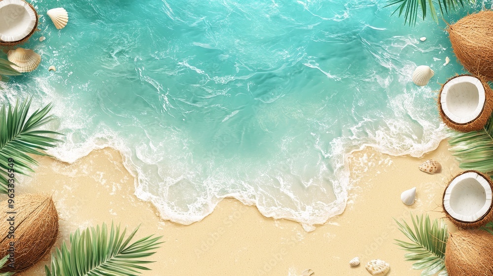 The website banner design features a minimalist style, a spacious beach ...