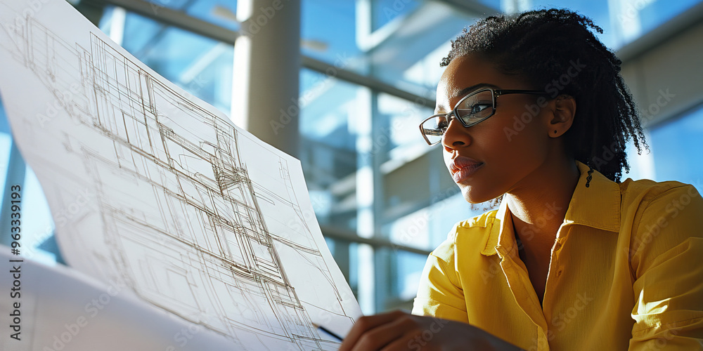 Architect's Vision: An architect studying blueprints, envisioning the ...